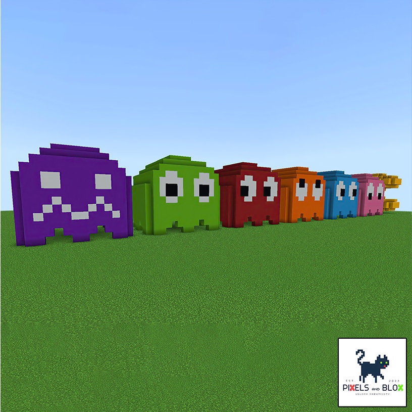 Pacman and Ghosts Minecraft Step by Step Build Pattern - Etsy