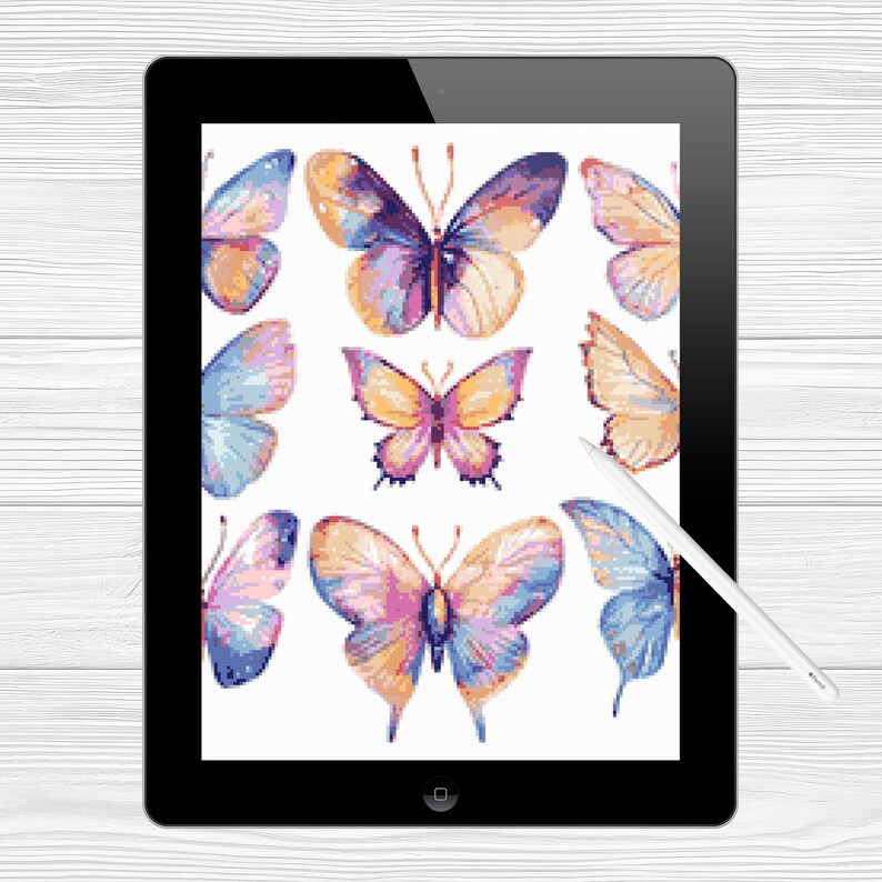 Butterflies 1 Blocks Coloring Pages - Watercolor Pixel Art - Procreate ...