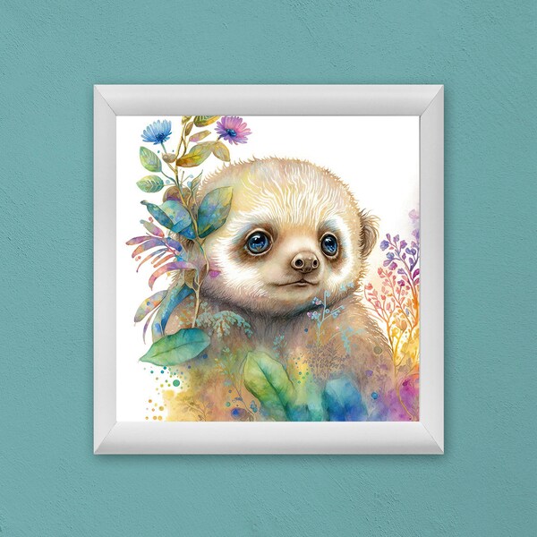Sloth Watercolor - Etsy
