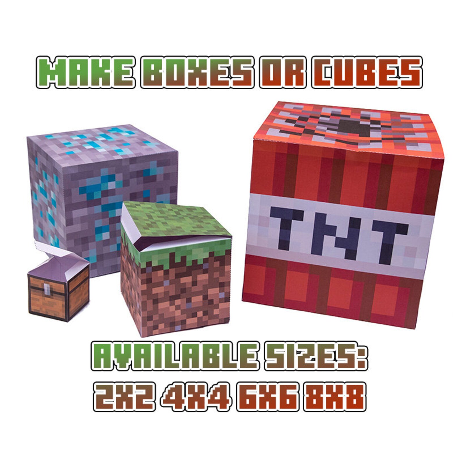 Cubos imprimibles de Minecraft Papel imprimible Bloques de mineral ...