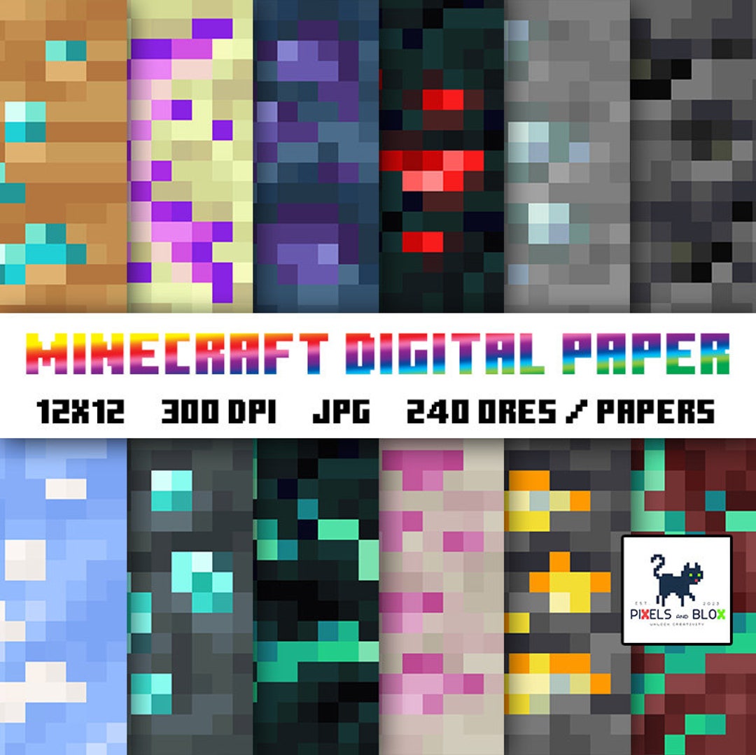 Ores Large Blocks Minecraft Digital Paper Printable Paper Ore Blocks ...