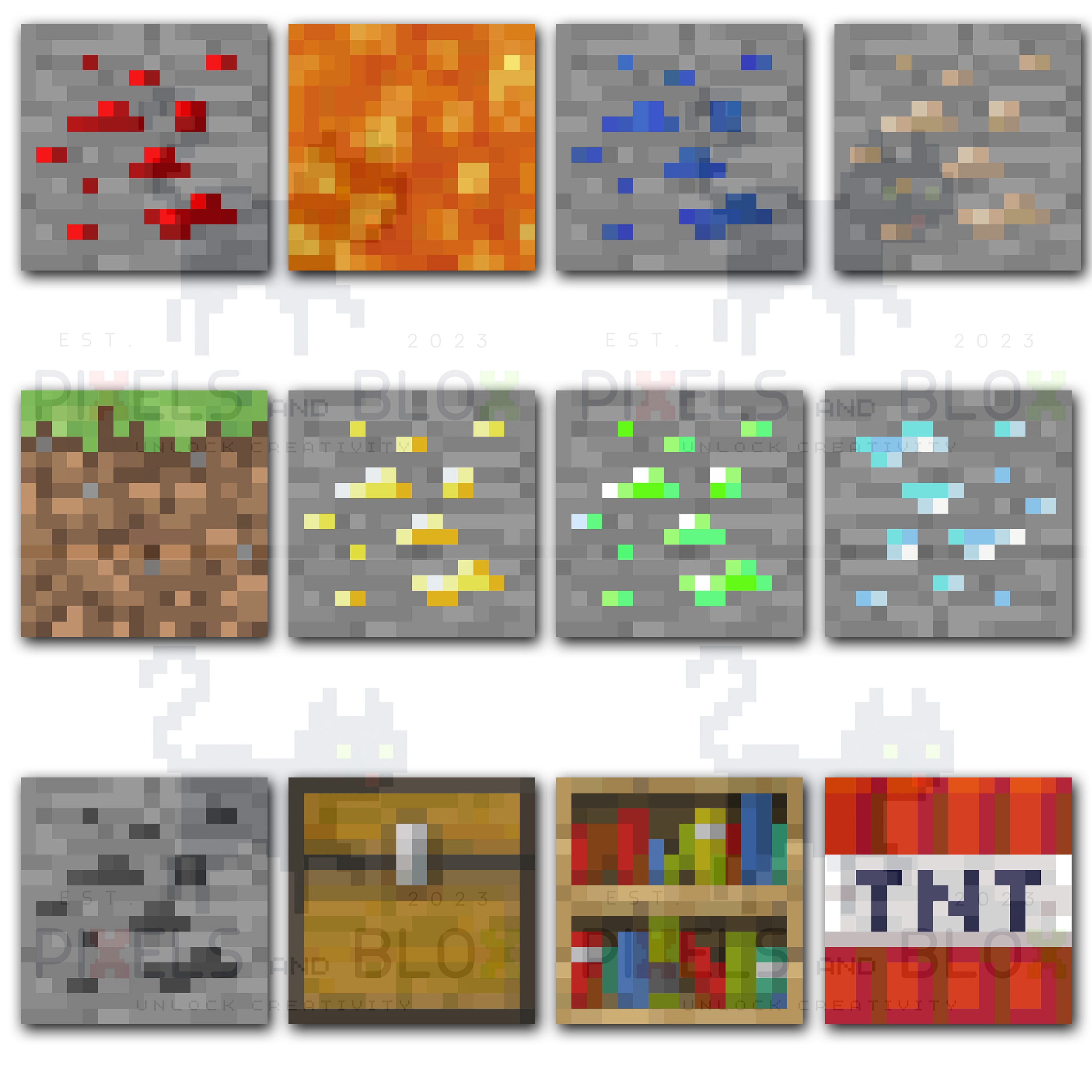 Large Blocks Minecraft Digital Paper Printable Paper Ore Blocks Chest ...