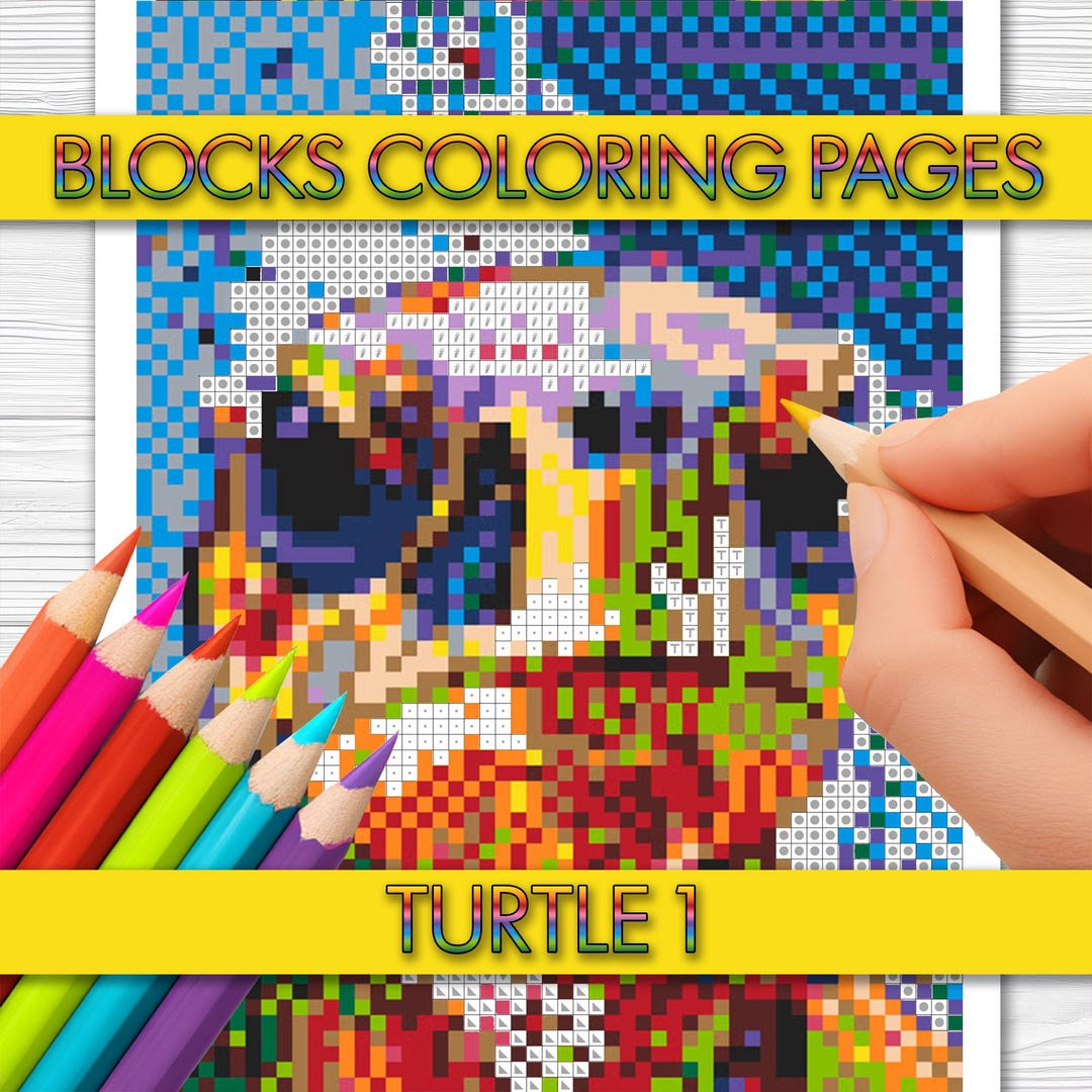 Turtle 1 Blocks Coloring Pages - Square Pattern Sheets - Printable ...
