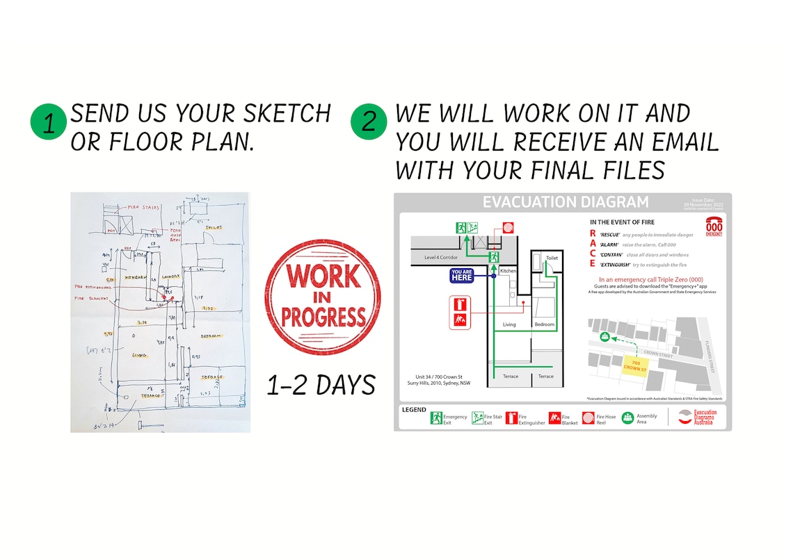 Evacuation Diagram / Plan for Airbnb and STRA , Fire Safety - Etsy