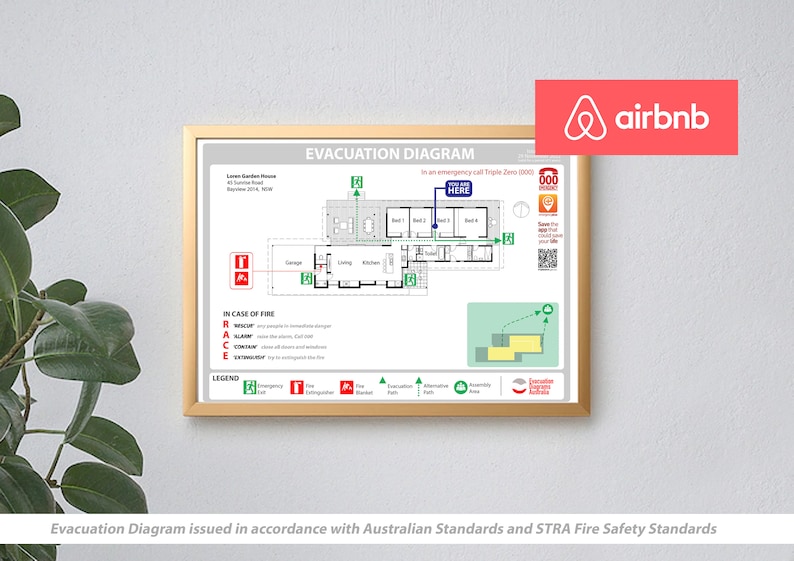 Evacuation Diagram / Plan for Airbnb and STRA , Fire Safety - Etsy