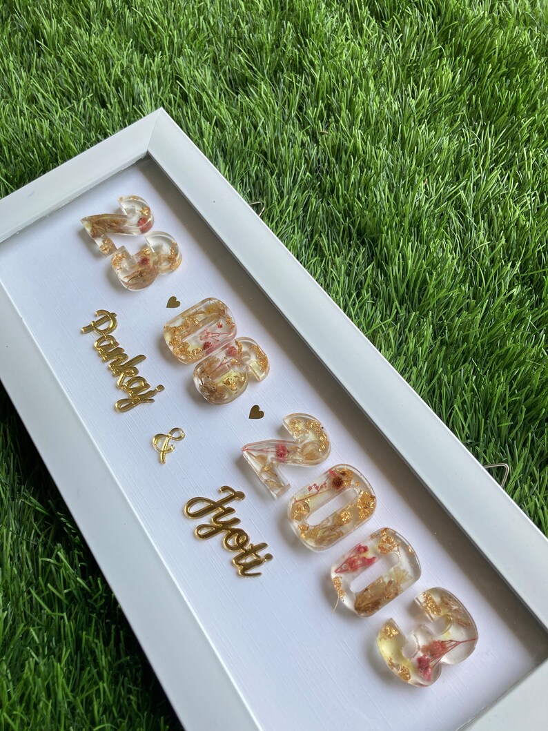 Anniversary Frames Epoxy Resin Date Frame Personalized Gift Gift for ...