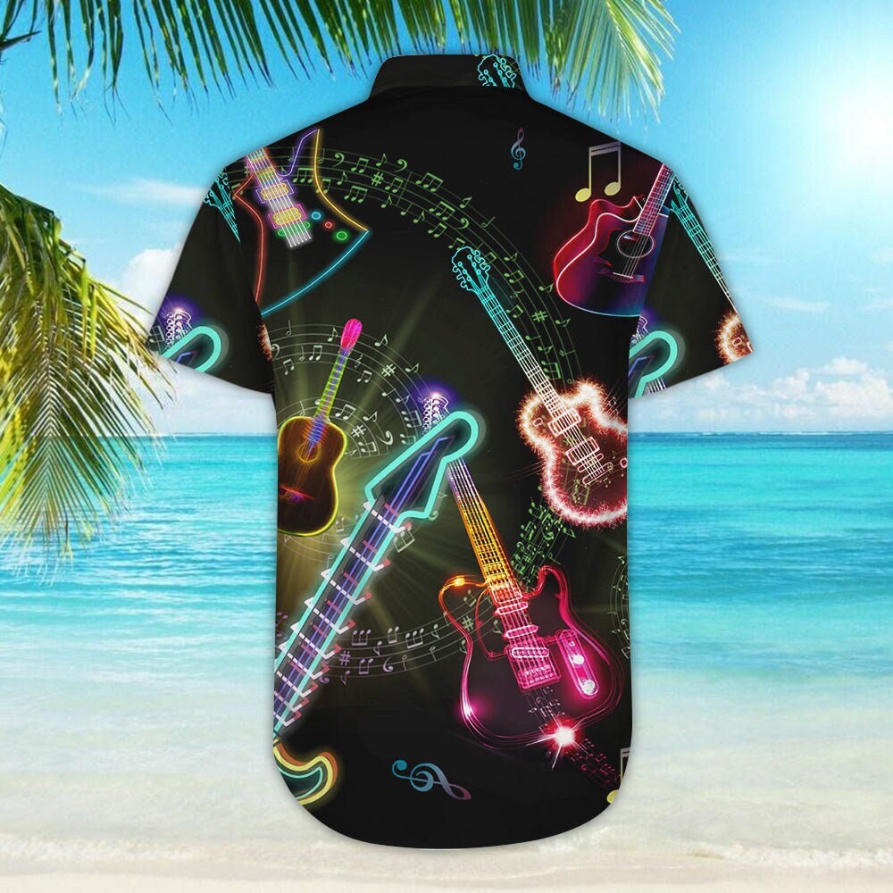 Musical Instruments Hawaiian Shirt - Colorful Neon Guitars Hawaiian ...