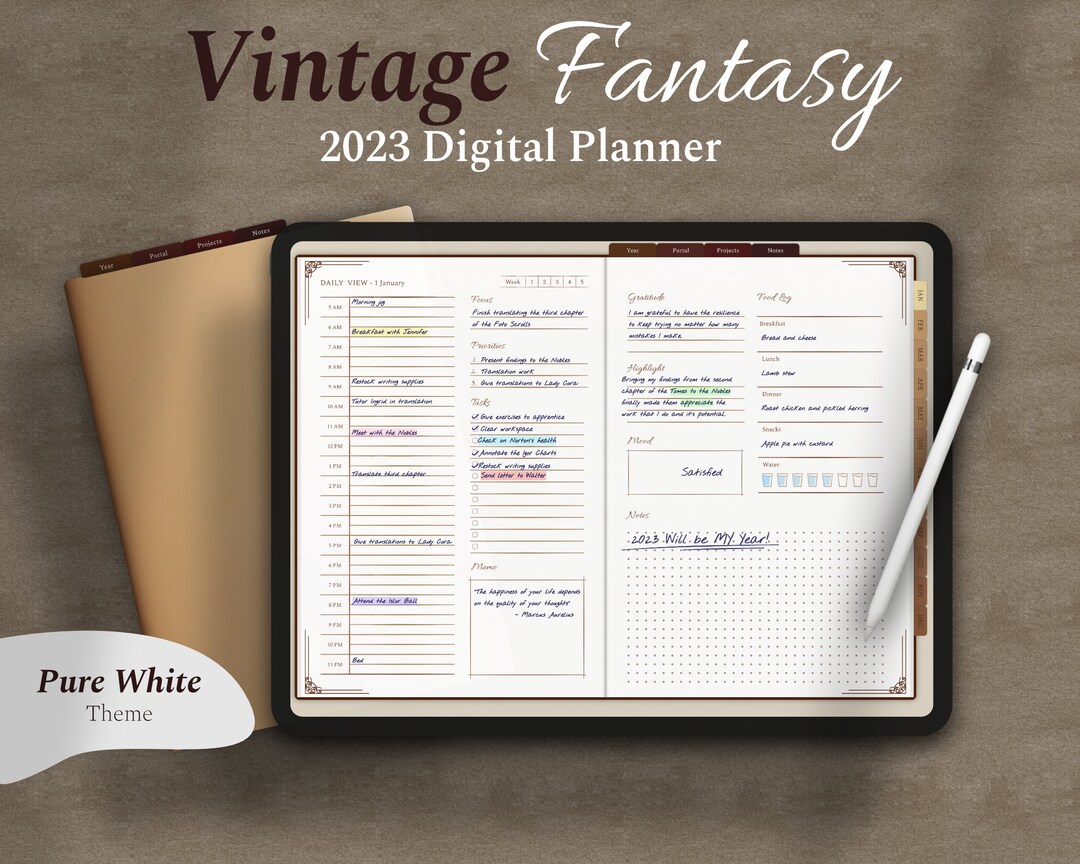 2023 Vintage Digital Planner - 2023 + Undated Planner Journal - Tracker ...