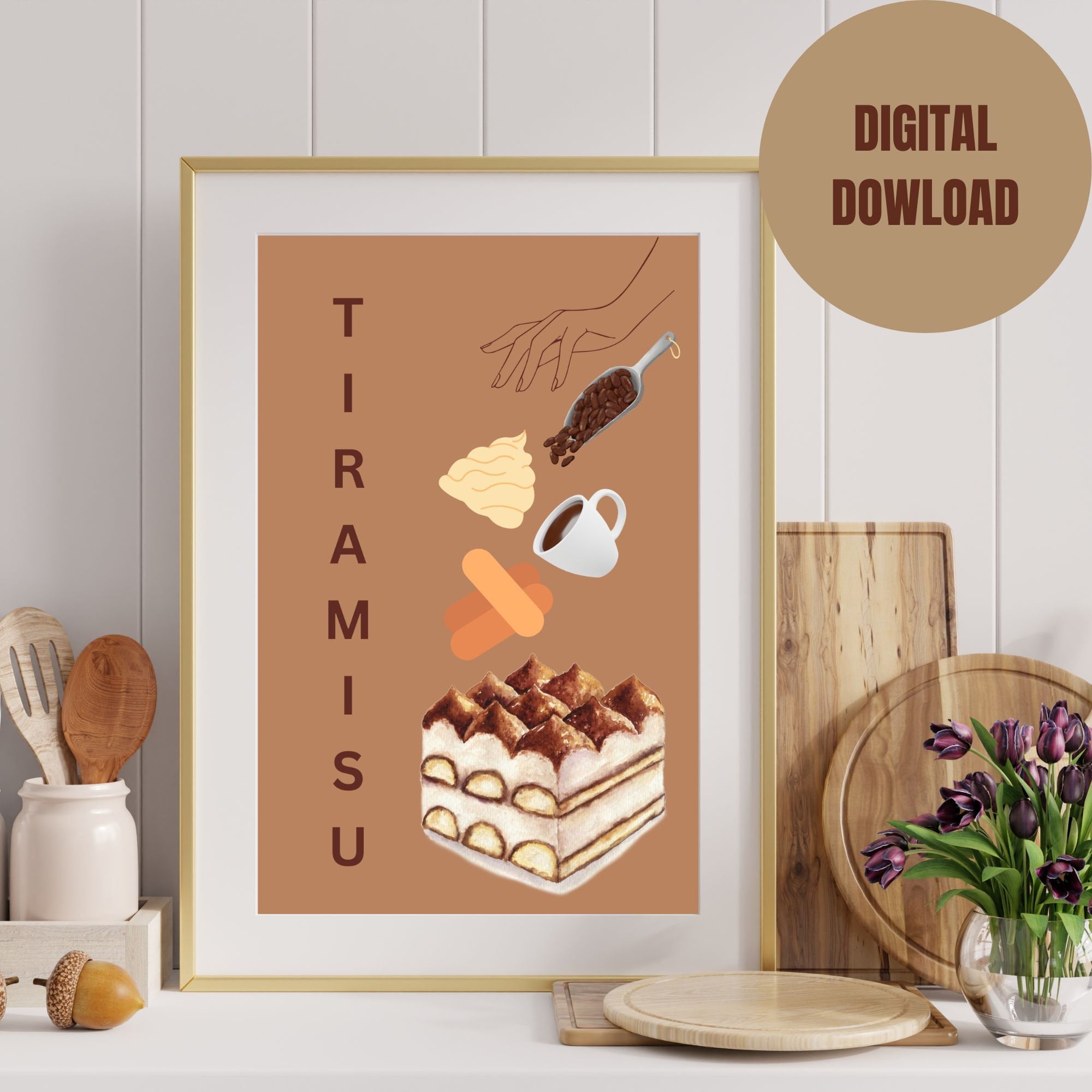 ITALIAN TIRAMISU RECIPE Printable Wall Art, Hand Gesture, La Dolce Vita ...