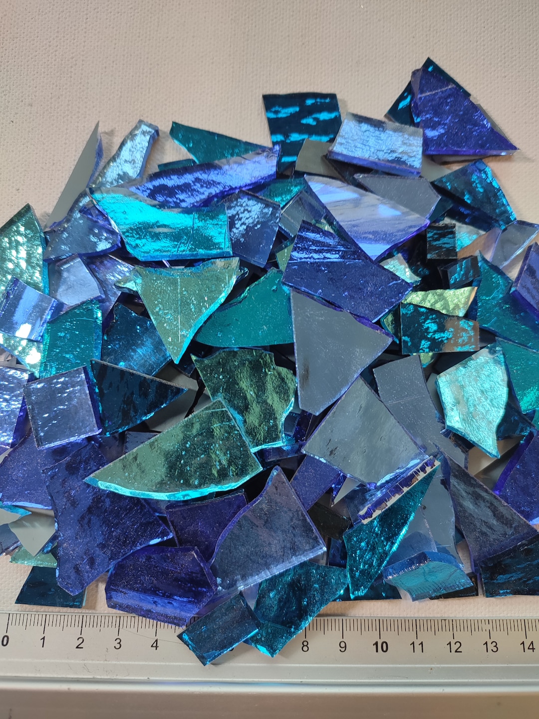 BLUE and LIGHT BLUE Mix. Mirrored Artistic Glass Tiles With an ...