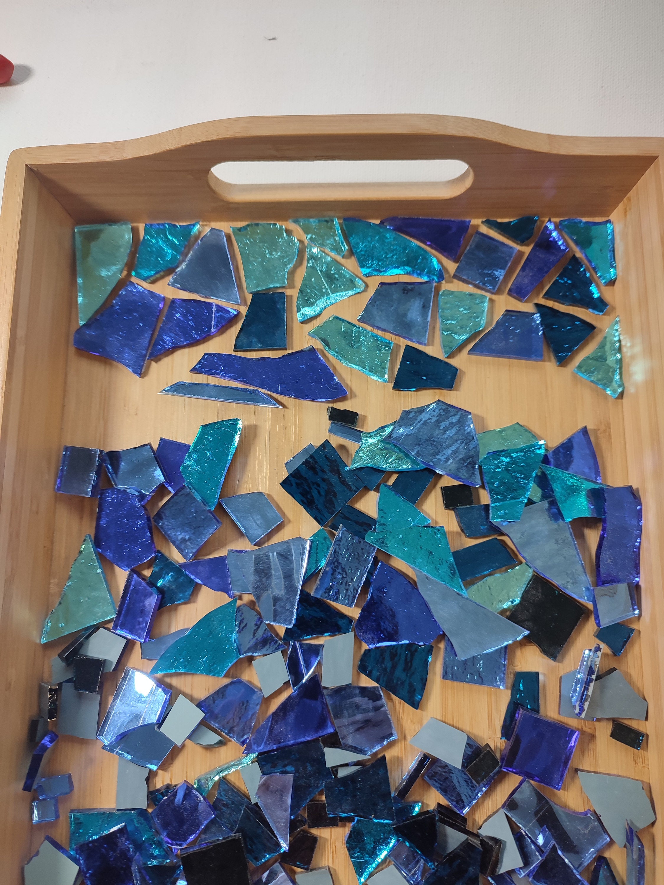 BLUE and LIGHT BLUE Mix. Mirrored Artistic Glass Tiles With an ...