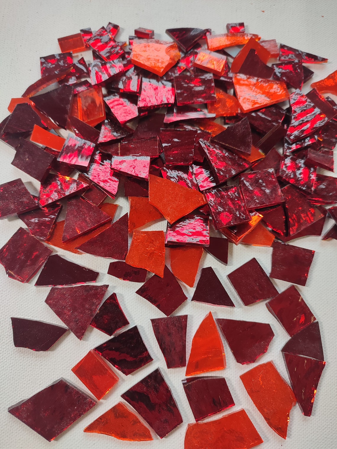 RED Orange Mix. Mirrored Artistic Glass Tiles With an Irregular "opus ...