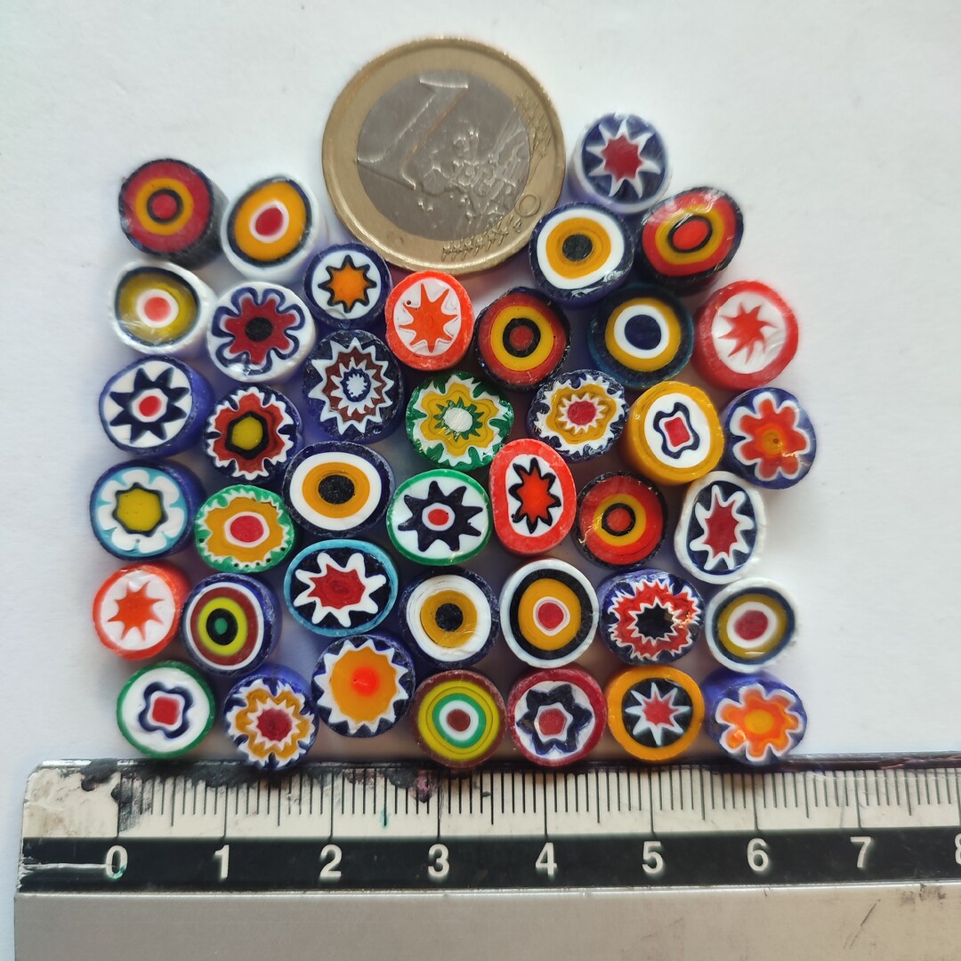 30g Millefiori From Murano (1 Ounce), 8/10mm Diameter Mix All Opaque Colours. Handcrafted and ...