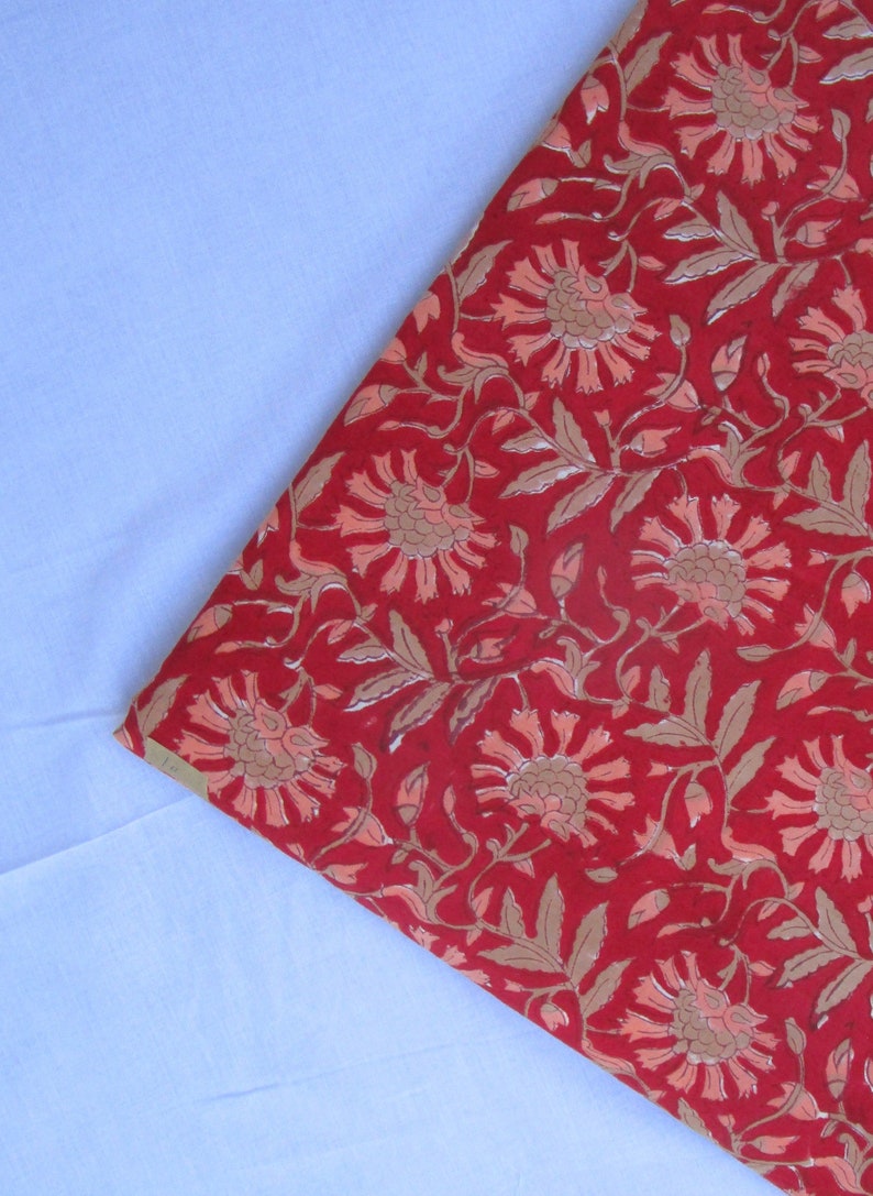 Pink and Red Jaal Block Printed Fabric 100% Cotton Cambric Hand Block ...