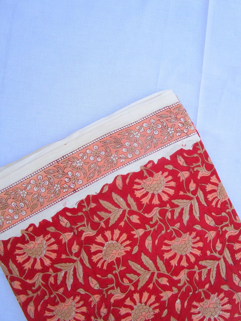 Pink and Red Jaal Block Printed Fabric 100% Cotton Cambric Hand Block ...