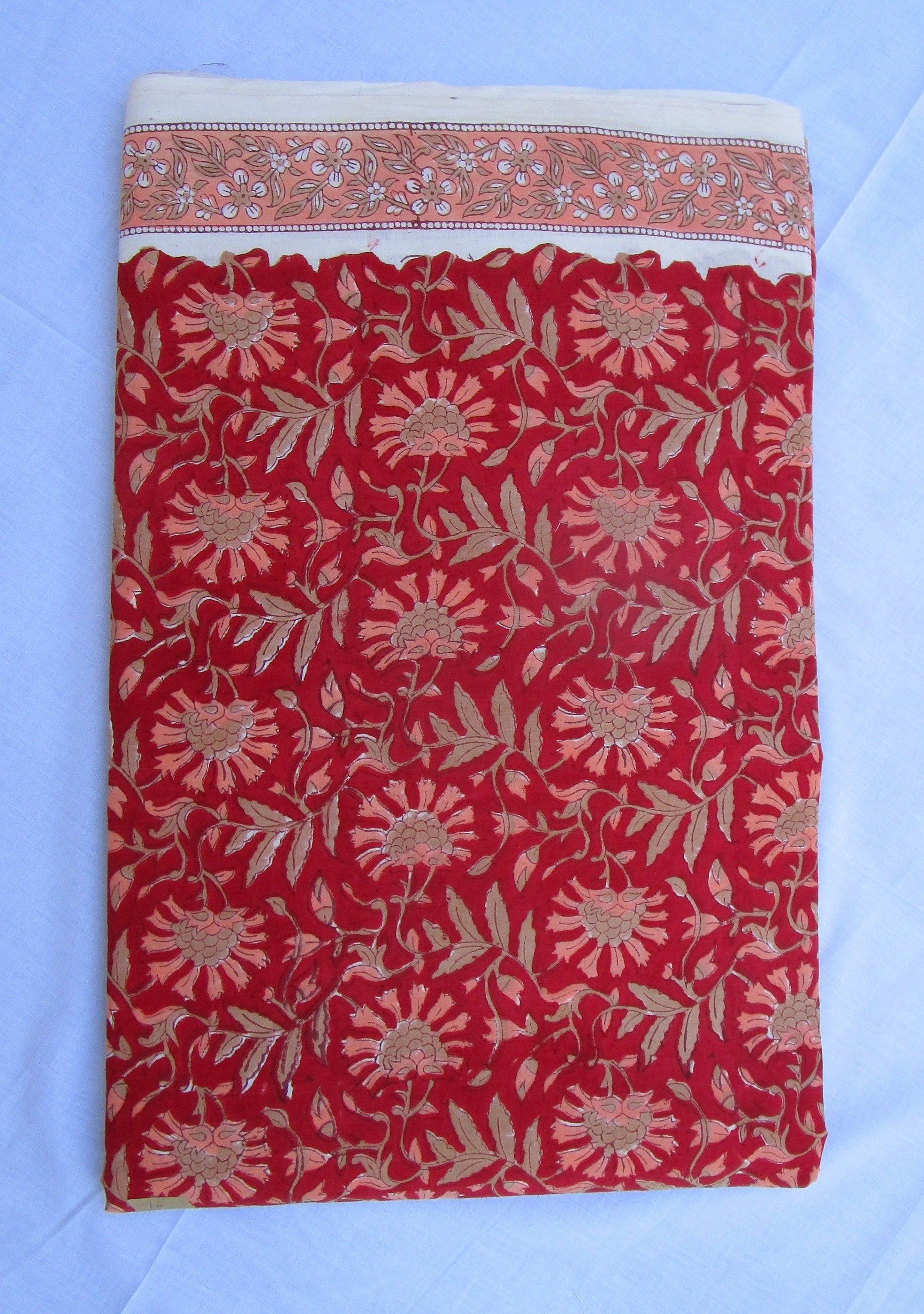 Pink and Red Jaal Block Printed Fabric 100% Cotton Cambric Hand Block ...