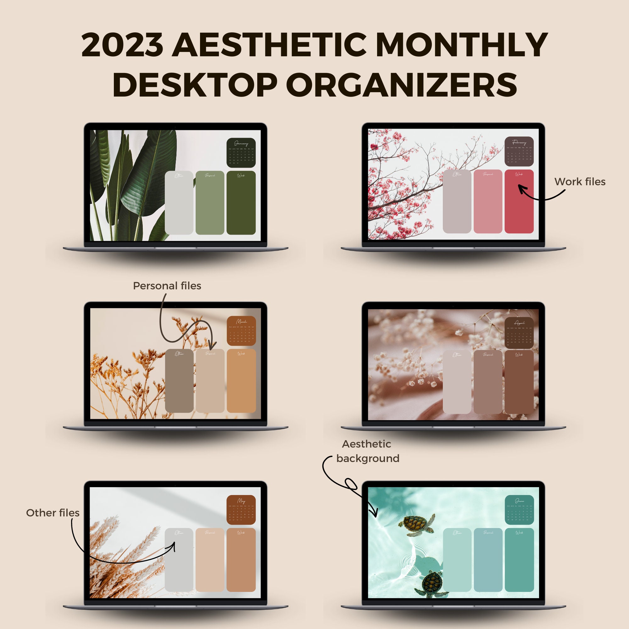 2023 Desktop Wallpaper 2023 Organizer With Calendar Mac - Etsy Australia