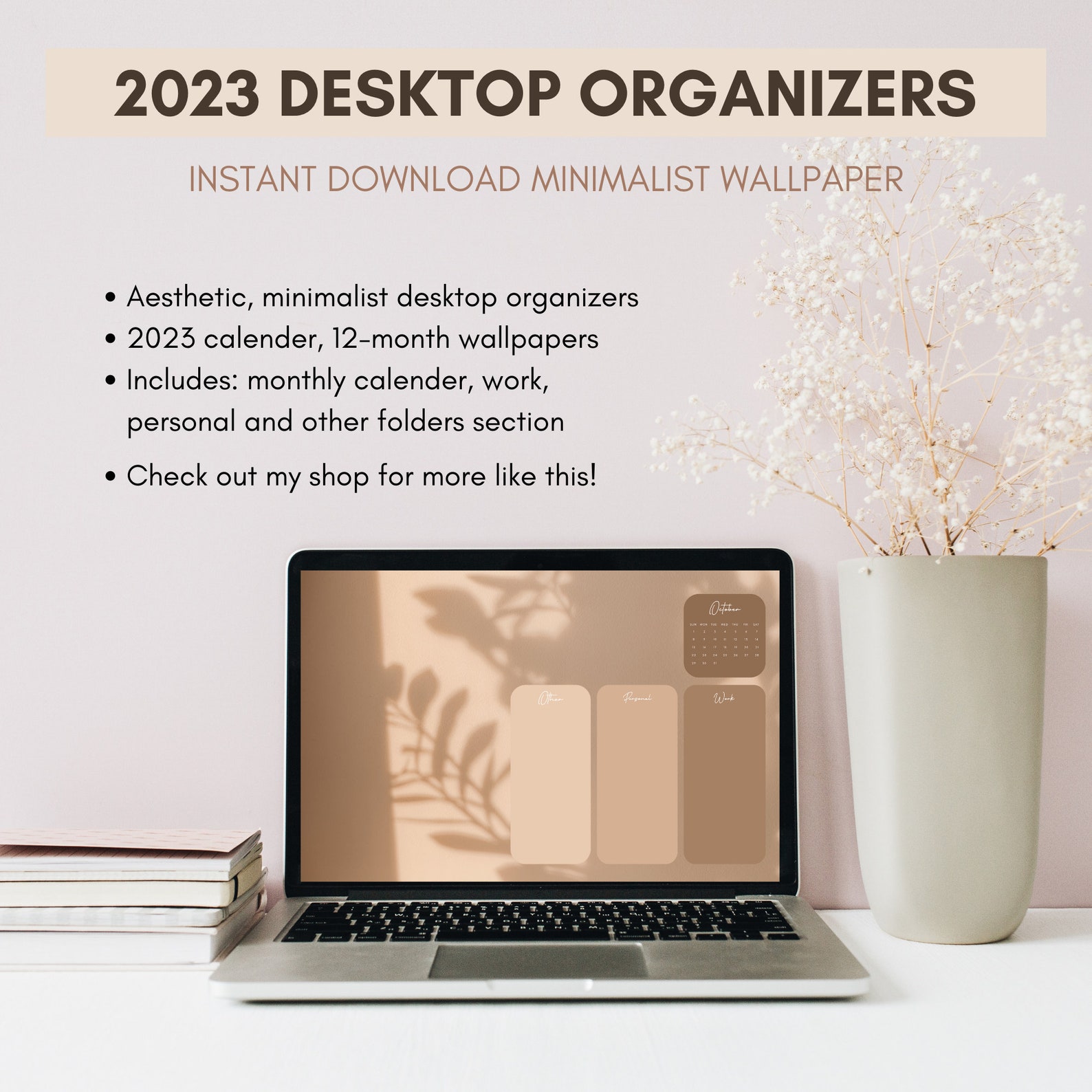 2023 Desktop Wallpaper, 2023 Organizer With Calendar, Mac Windows ...