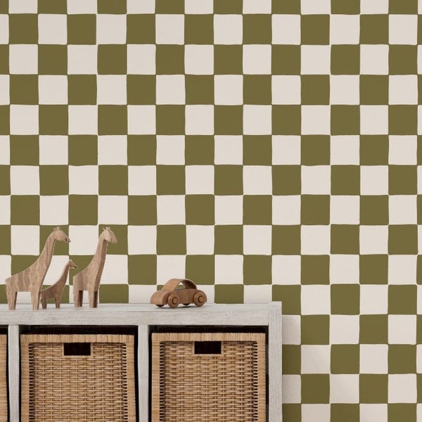 Green Checker Wallpaper - Etsy
