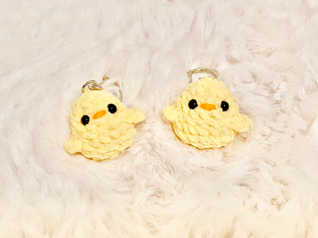 Tiny Baby Chick Plush Keychain Handmade Crochet Amigurumi Soft Fuzzy ...