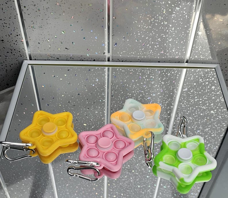 Fidget Pop It Star Rainbow Key Chain - Etsy