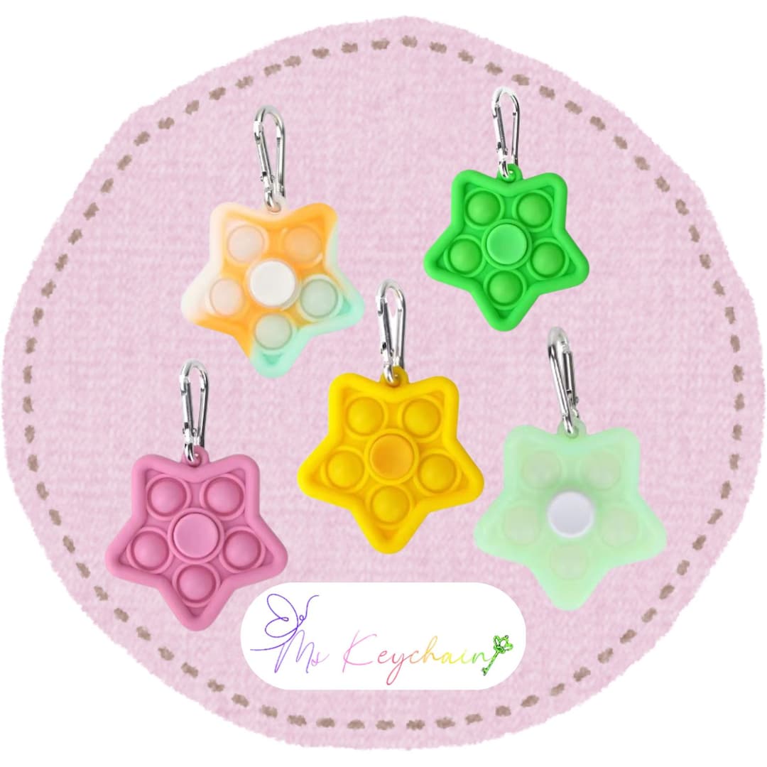 Fidget Pop It Star Rainbow Key Chain - Etsy