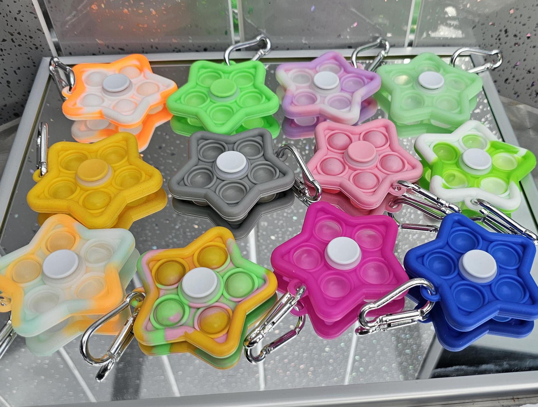 Fidget Pop It Star Rainbow Key Chain - Etsy