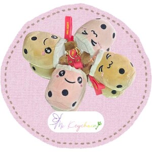 Soft Small Squish Smile Plushie Bubble Boba Tea Toy Key Chain Wrist ...