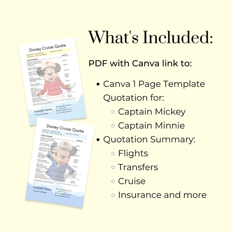 DCL Cruise, Disneycruise, DCL Quote Template, Cruise Quotation, Travel ...