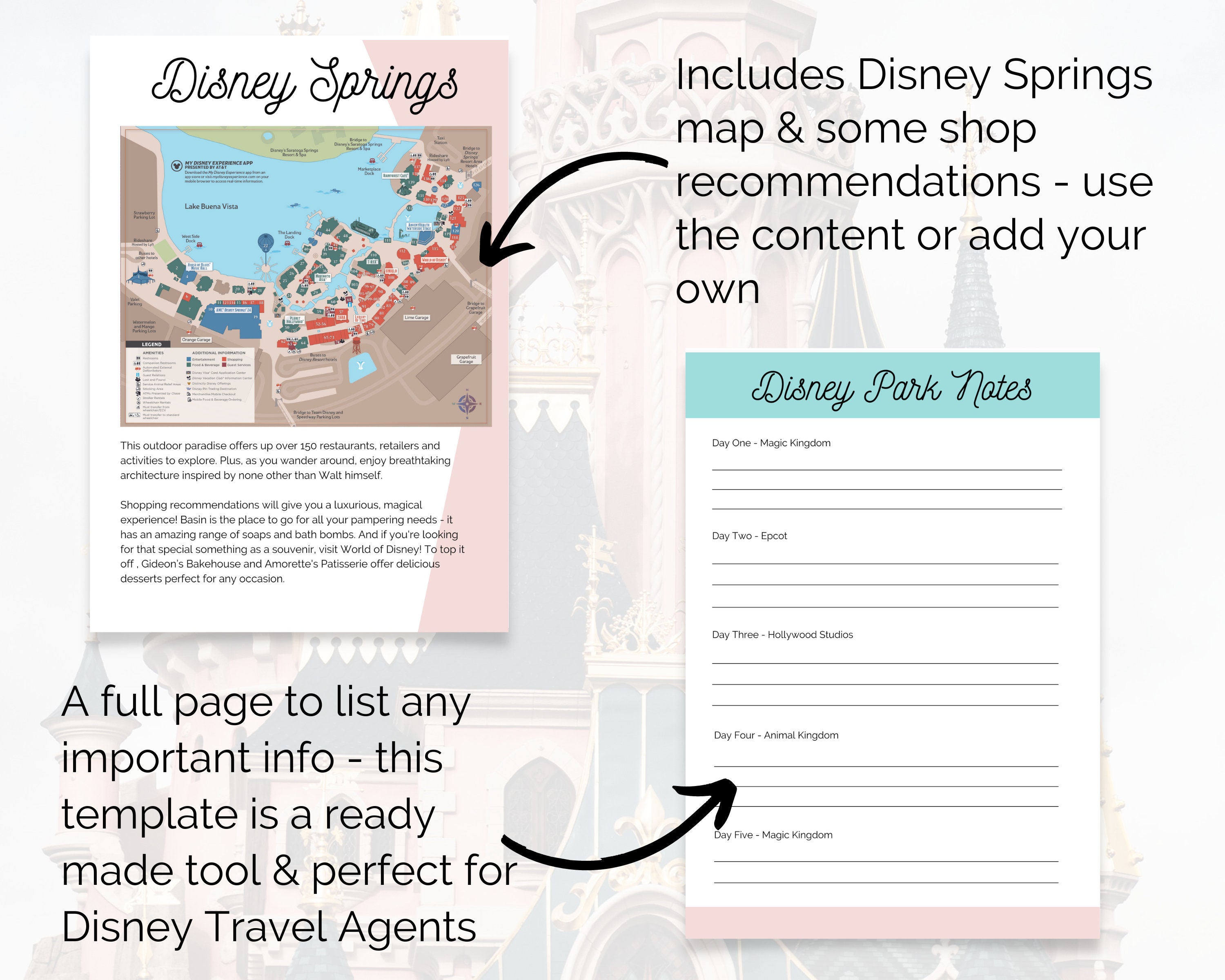 WDW Touring Plan Template: Travel Agent Canva Template (digital ...