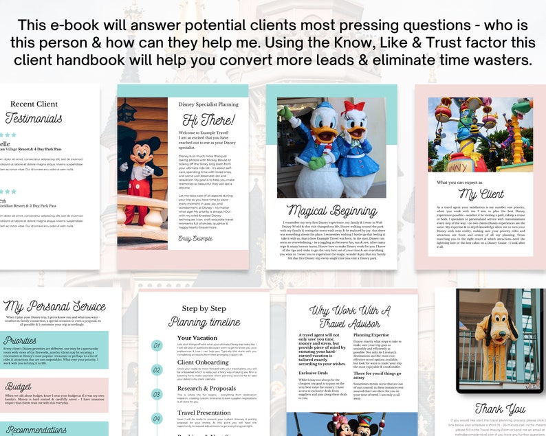 WDW New Client Introduction Handbook, Travel Agent Template, Travel ...