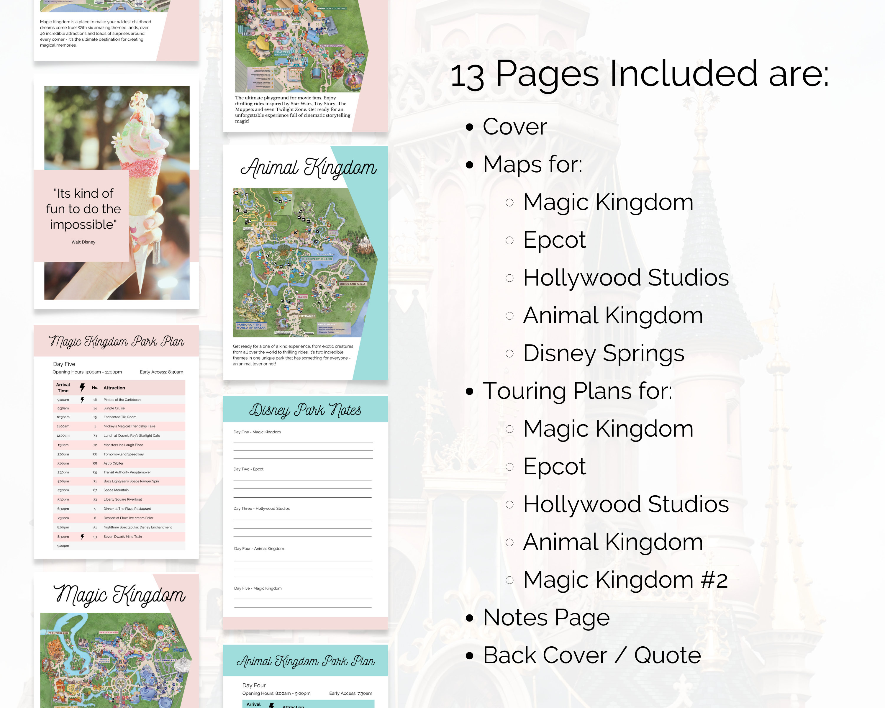 WDW Touring Plan Template: Travel Agent Canva Template (digital ...