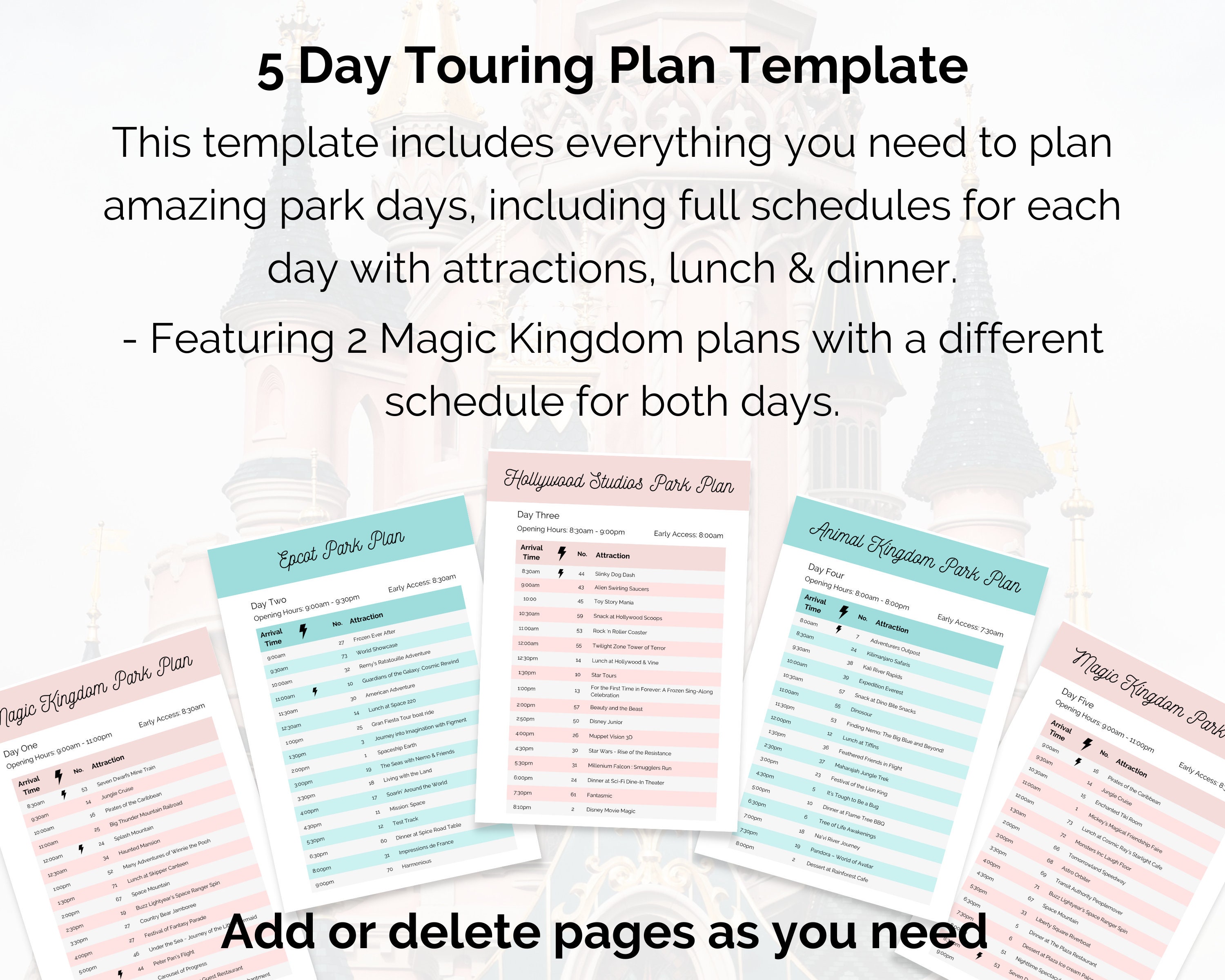 WDW Touring Plan Template: Travel Agent Canva Template (digital ...