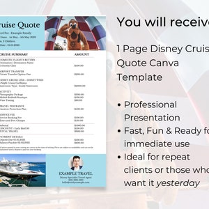 DCL Quote Template, Cruise Quotation Template, Travel Agent Quote ...