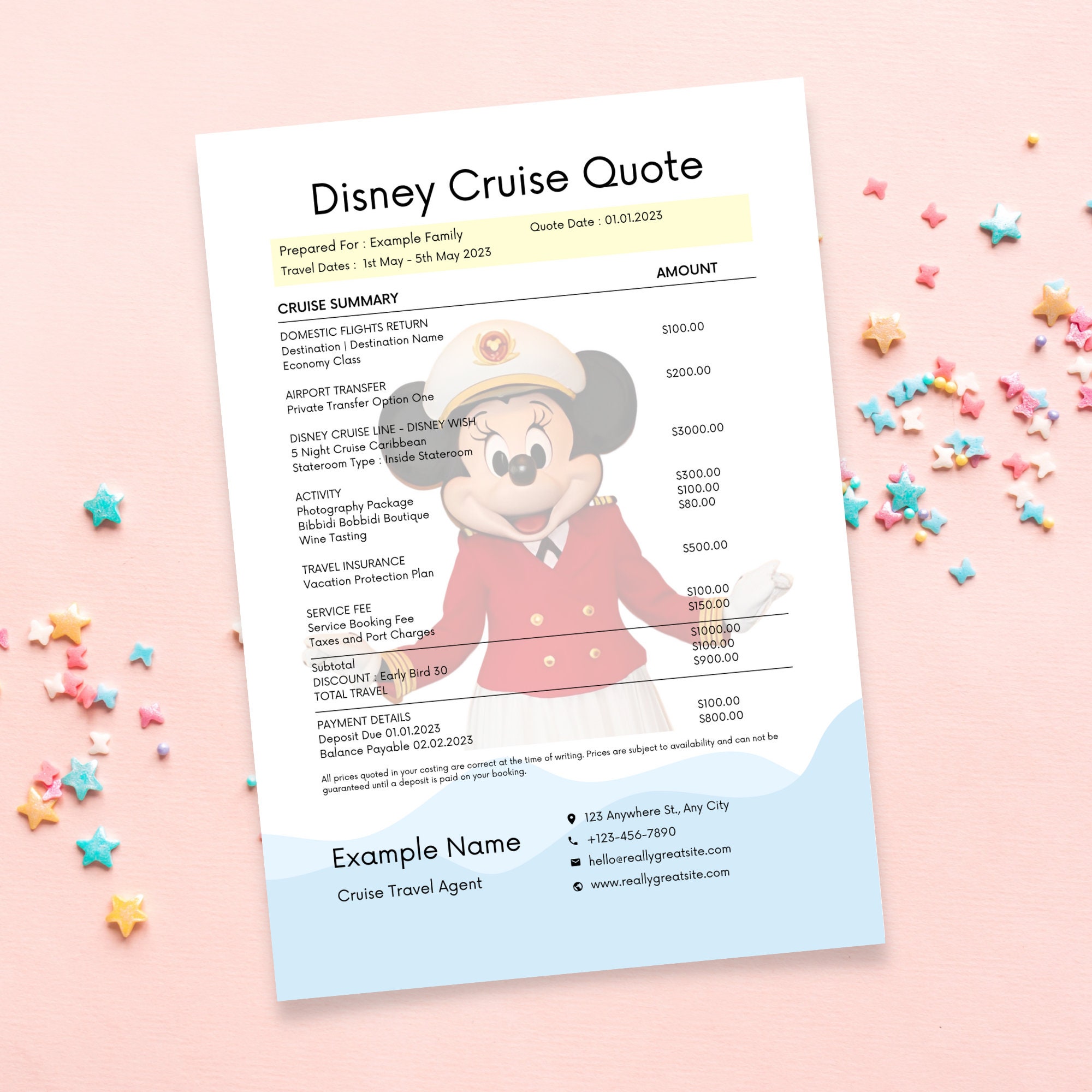DCL Cruise, Disneycruise, DCL Quote Template, Cruise Quotation, Travel ...