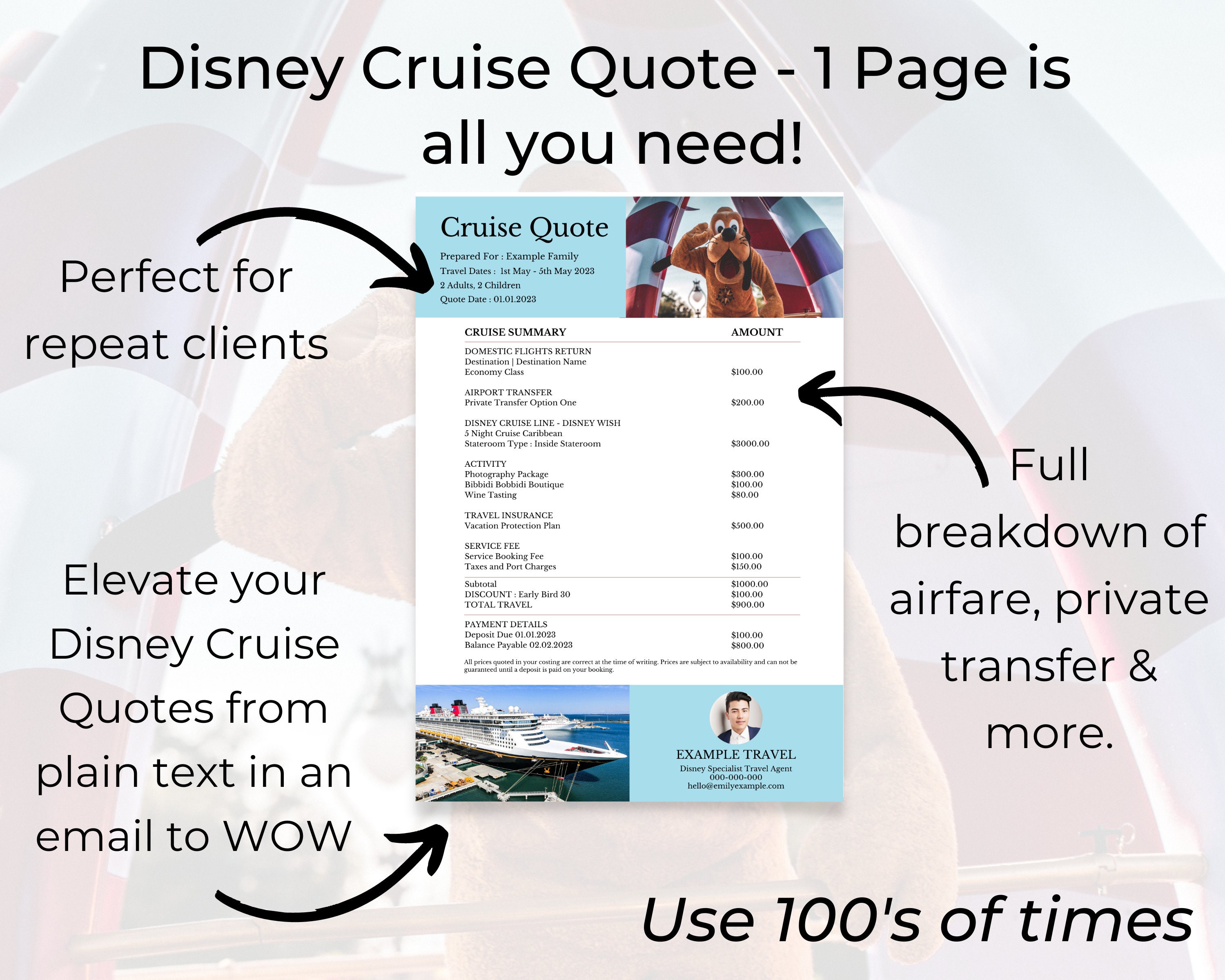 DCL Quote Template, Cruise Quotation Template, Travel Agent Quote ...