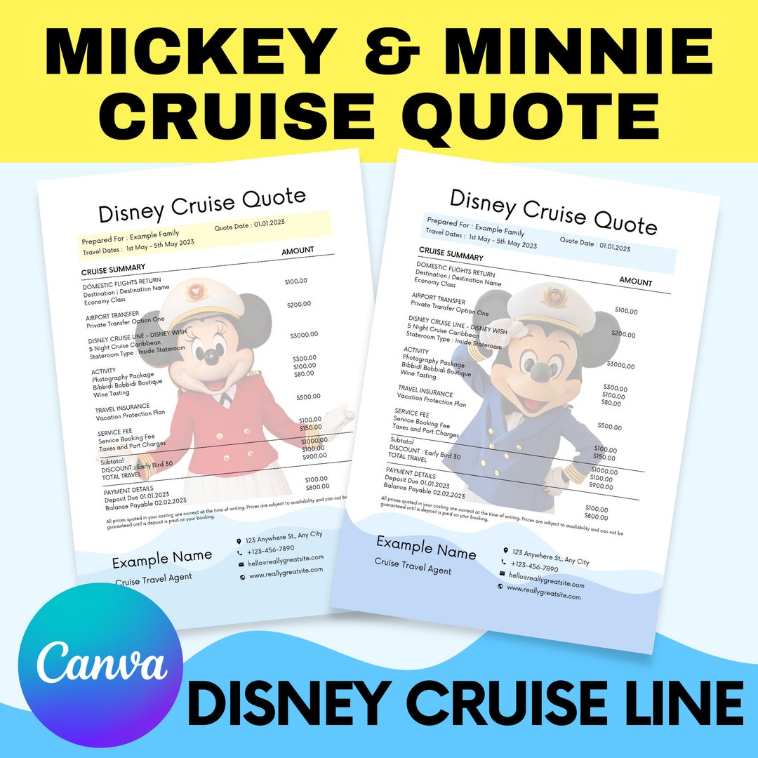 DCL Cruise, Disneycruise, DCL Quote Template, Cruise Quotation, Travel ...