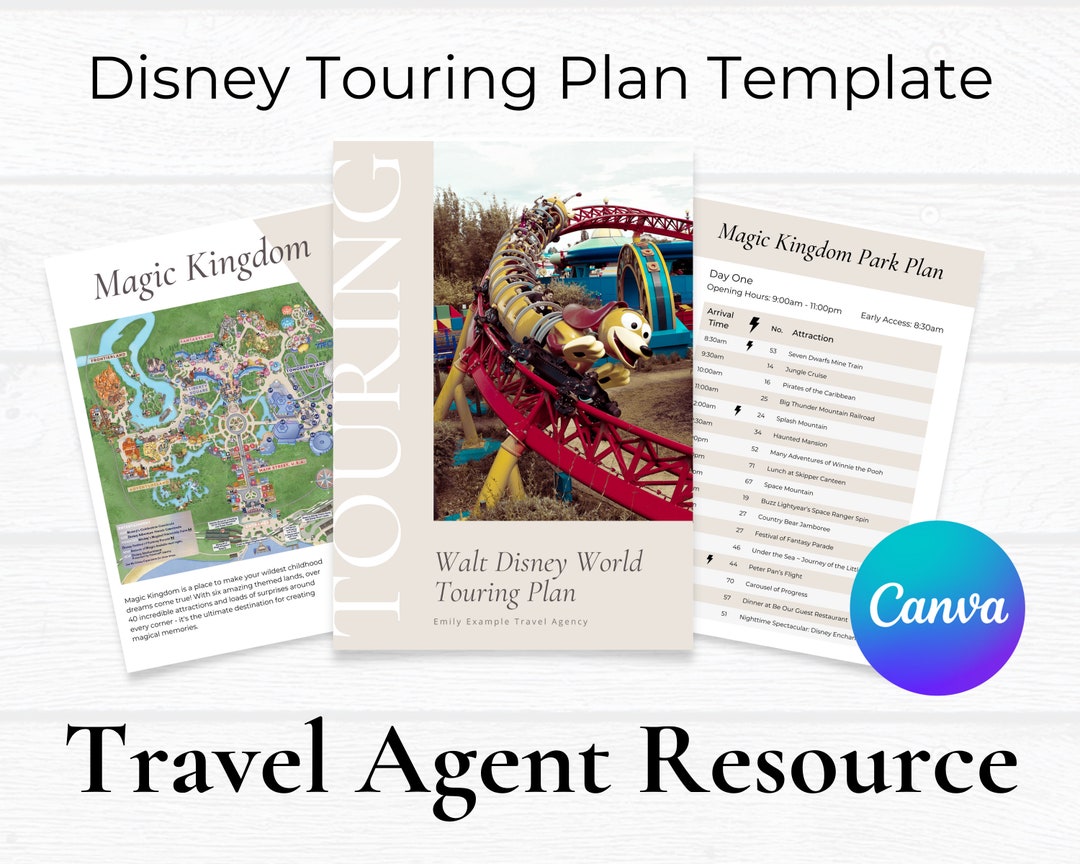 WDW Touring Plan Template: Editable Daily Tour (digital Download) - Etsy