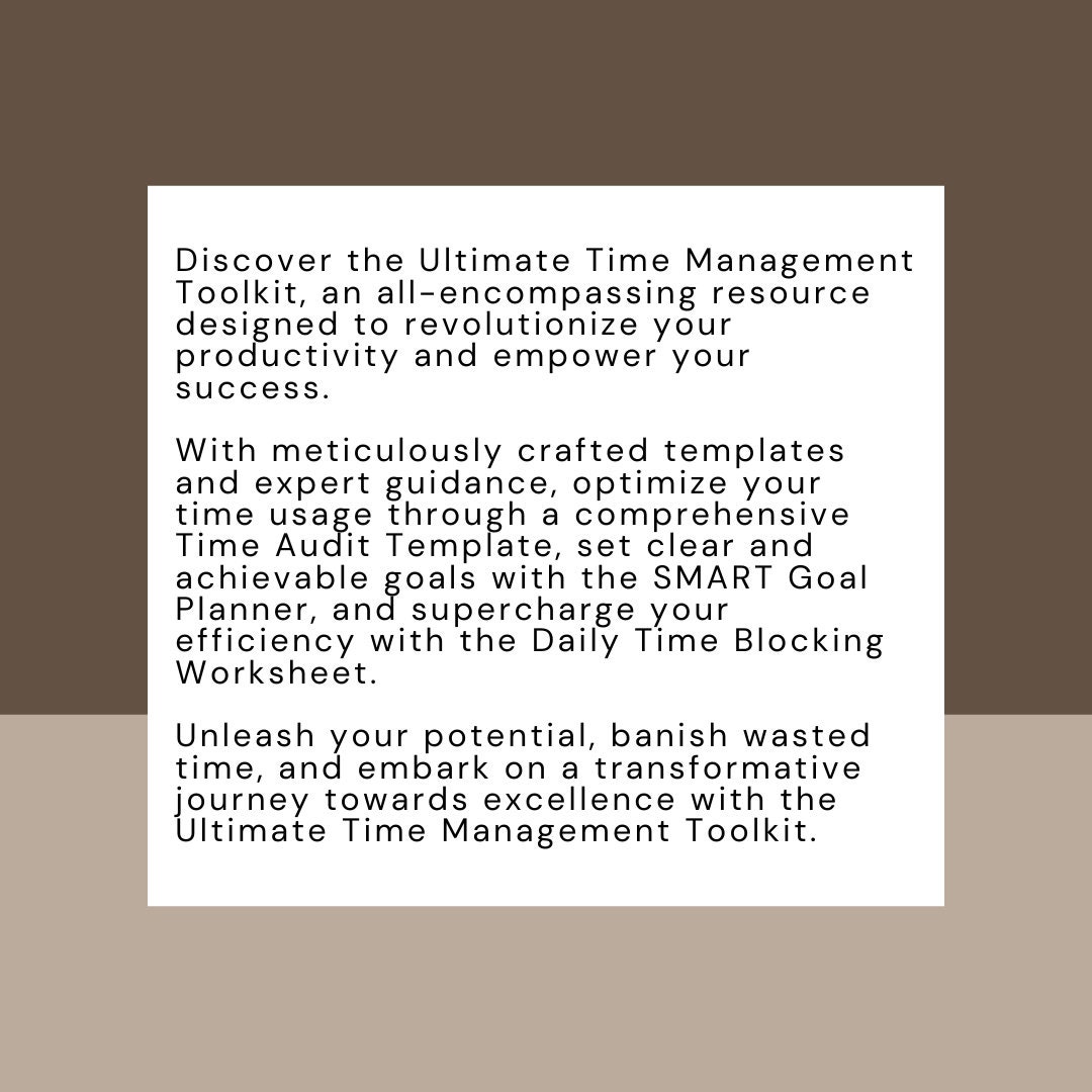 Time Management Toolkit, Daily Planner, Time Blocking, Goal Setting, to ...