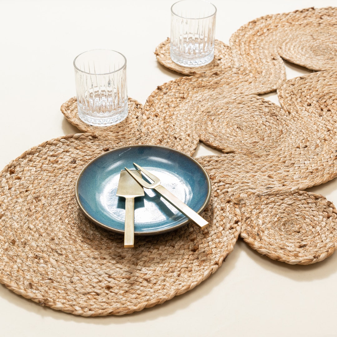 Reversible Jute Braided Table Runner, Farmhouse , Natural Jute Braided Table Runner, Organic Eco ...