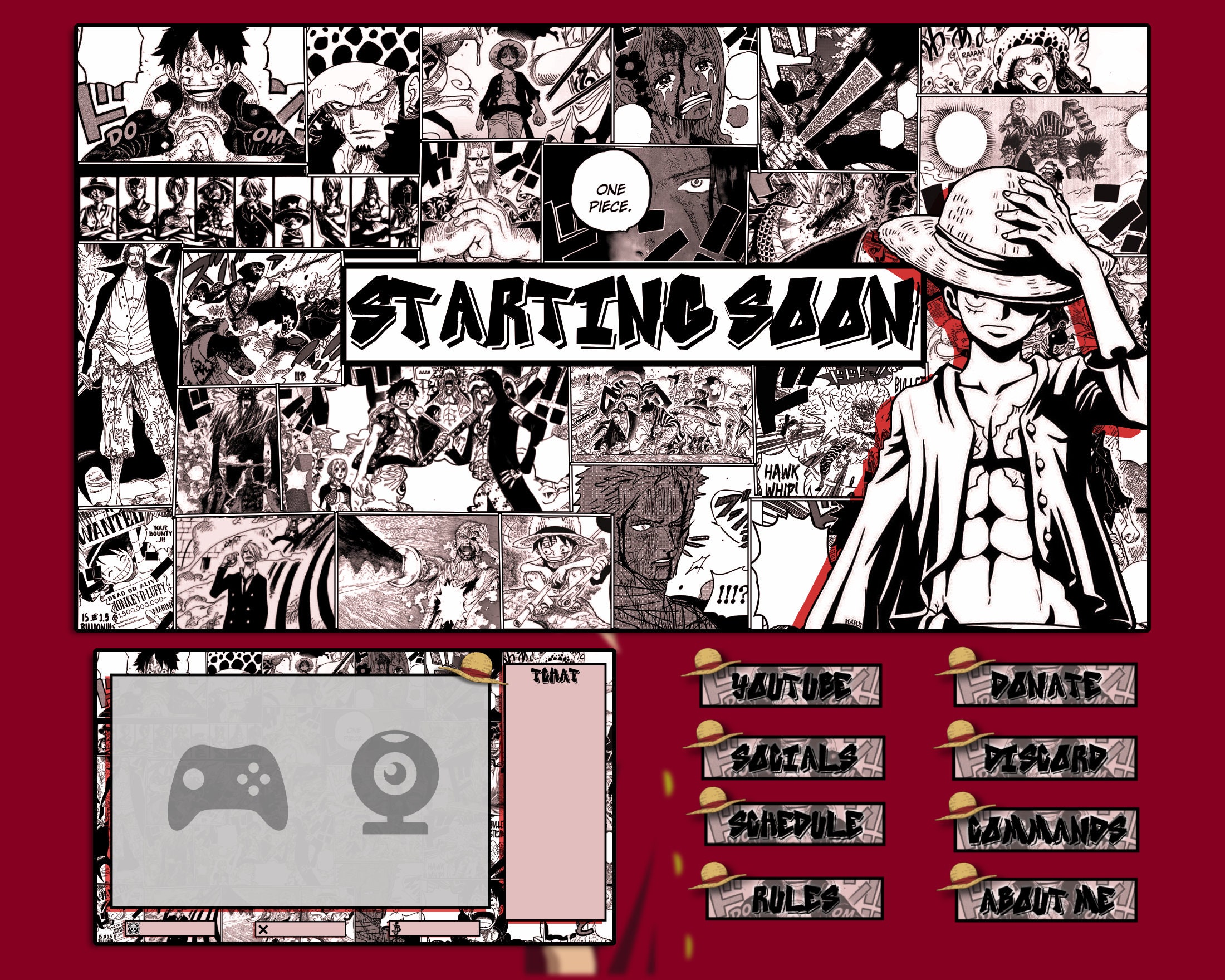 Pack Animado Overlay Stream One Piece Para Twitch Y Youtube Etsy México