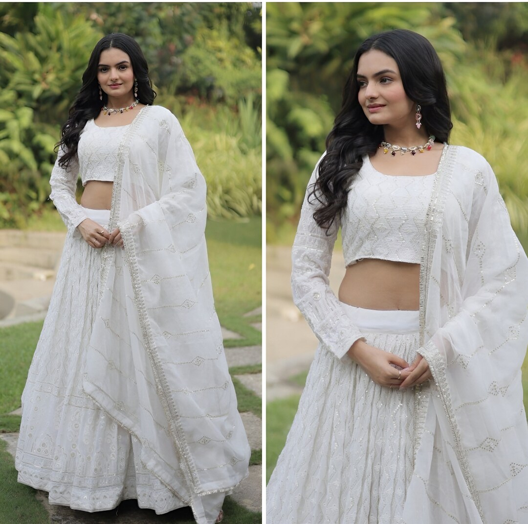 White Premium Lehenga Choli,readymade Wedding Bridal Lehenga ...