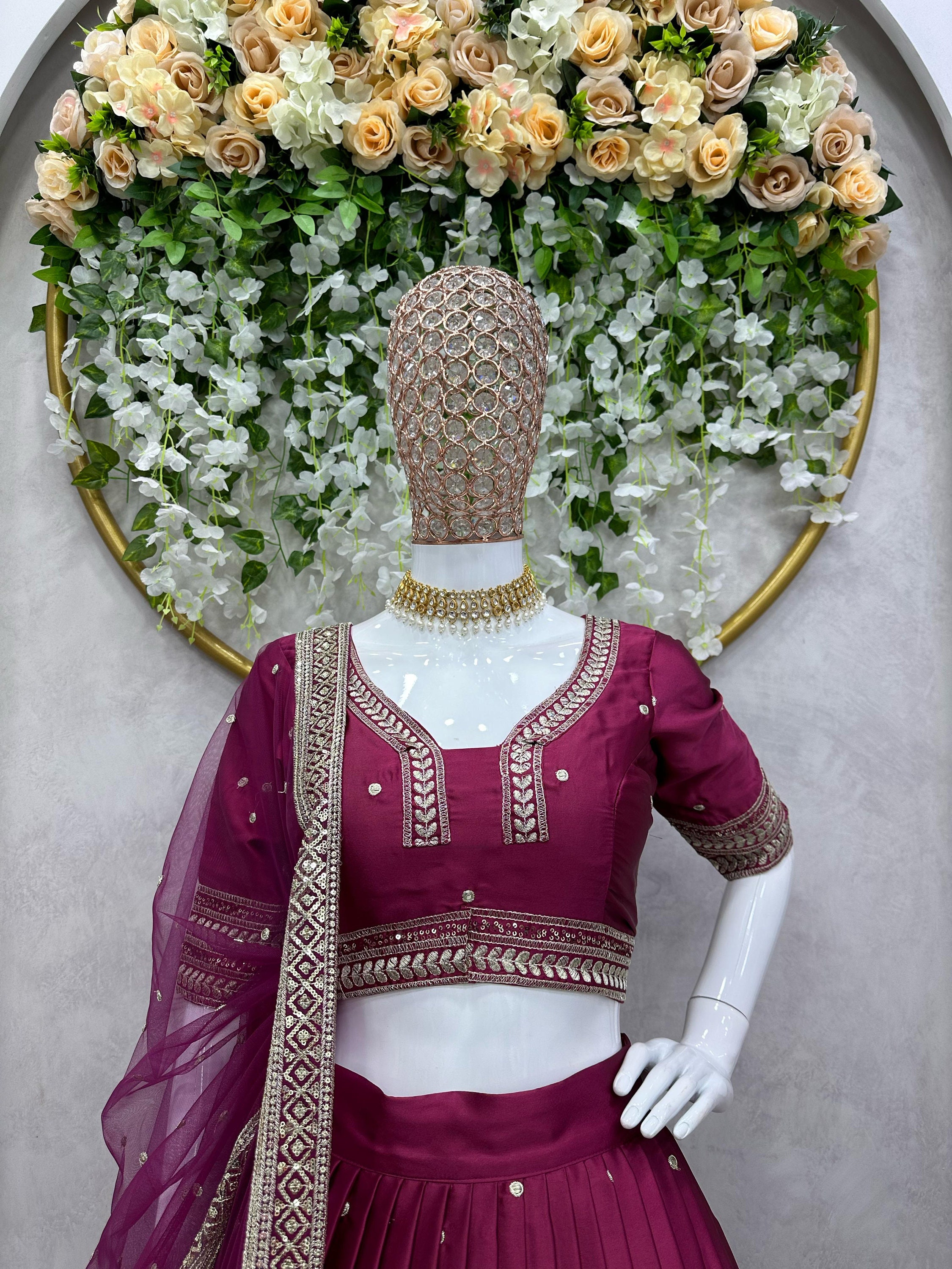 Maroon Lehenga Choli, Japan Satin Sequnce Lehenga, Ghagra Choli ...