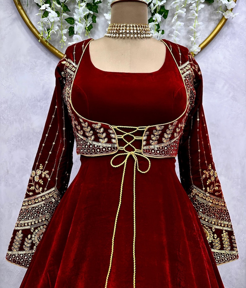 Bollywood Style Velvet Gown With Koti, Partywear Stunning Wedding ...