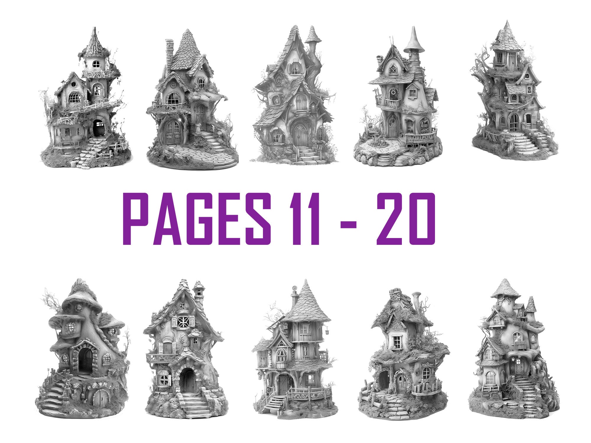 50 Enchanted Fairy Houses Coloring Pages - Adult Coloring Pages ...