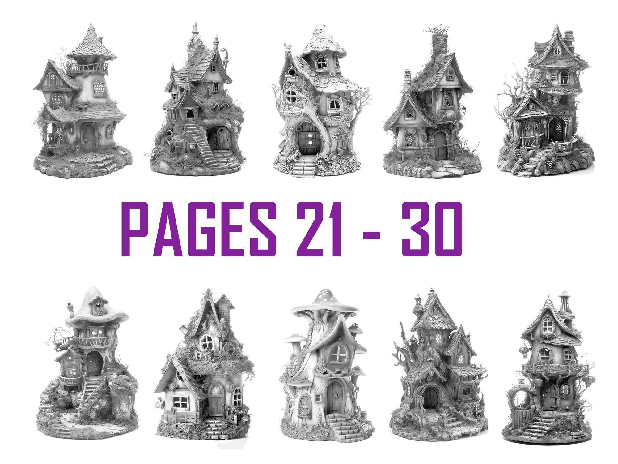 50 Enchanted Fairy Houses Coloring Pages - Adult Coloring Pages ...