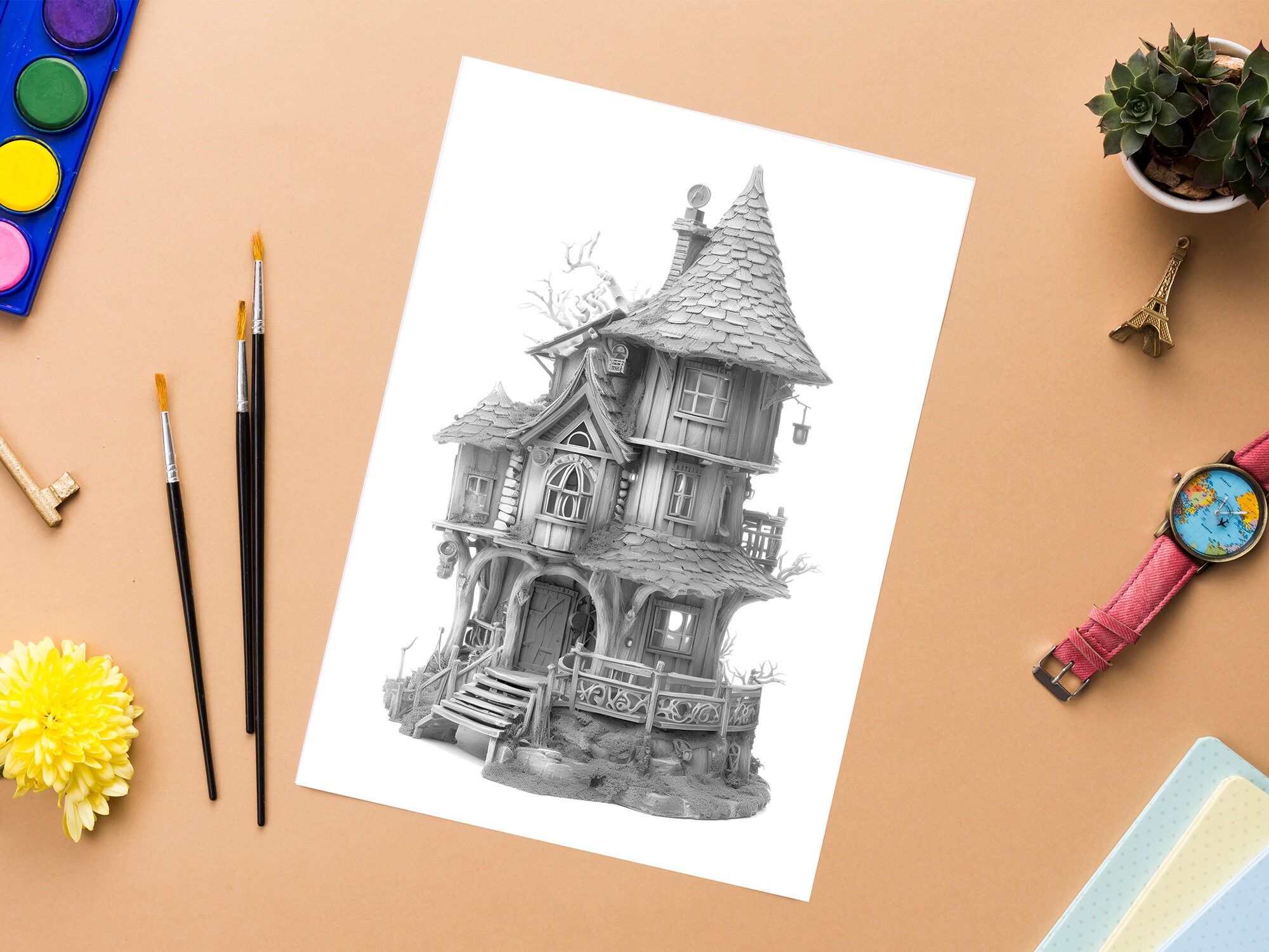 50 Enchanted Fairy Houses Coloring Pages - Adult Coloring Pages ...