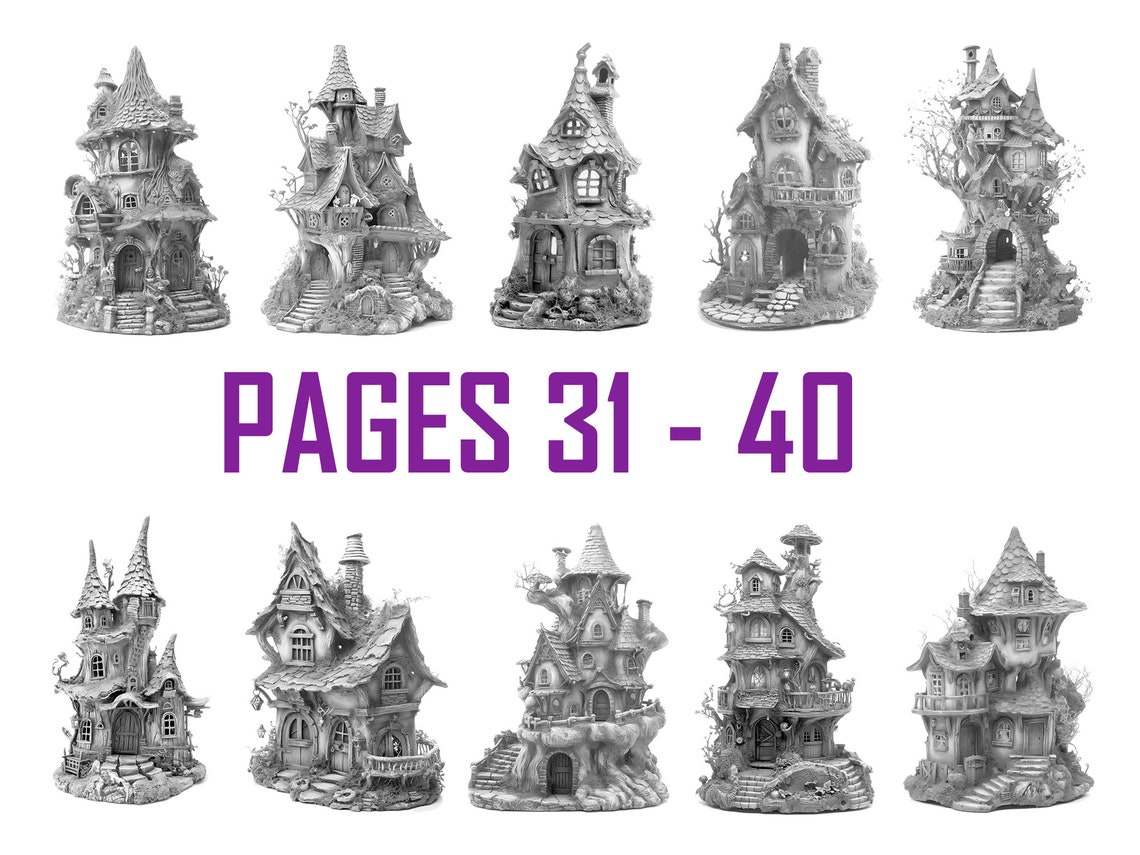 50 Enchanted Fairy Houses Coloring Pages - Adult Coloring Pages ...