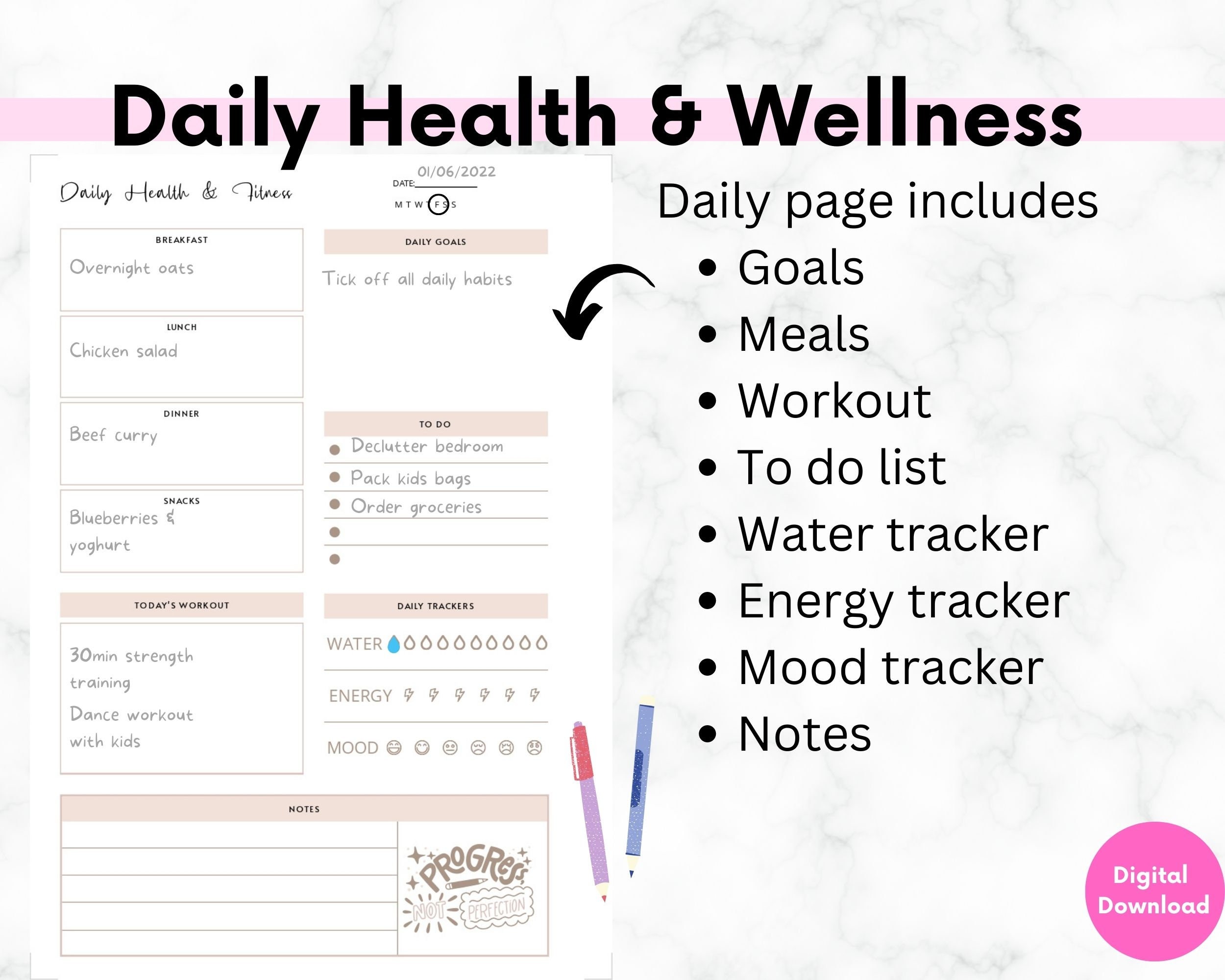 Printable A5 Health Planner: Track, Plan, and Build Healthy Habits ...