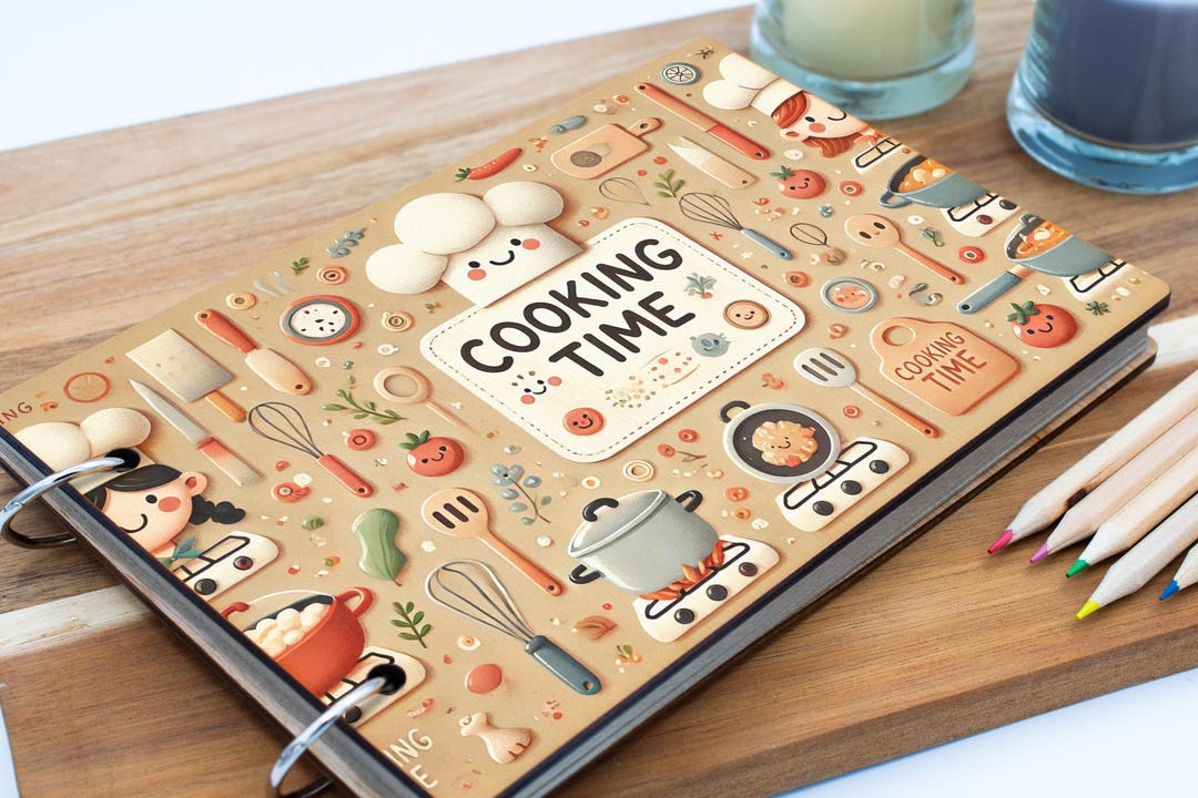 Fun Cooking Scrapbook - Culinary Recipes With Chef's Hat and Kitchen ...